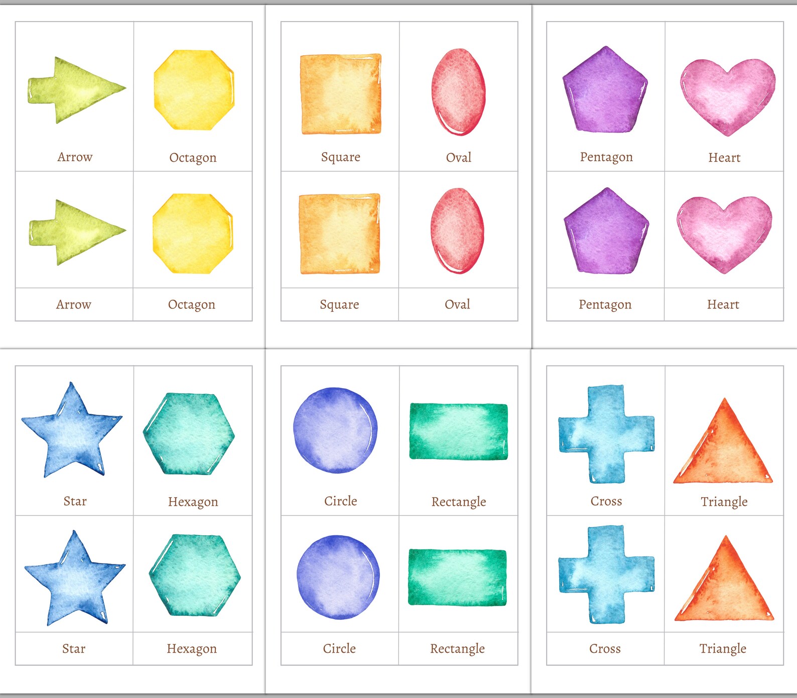 SHAPES Mini Poster 3-part Cards, Homeschool, Montessori, Instant ...