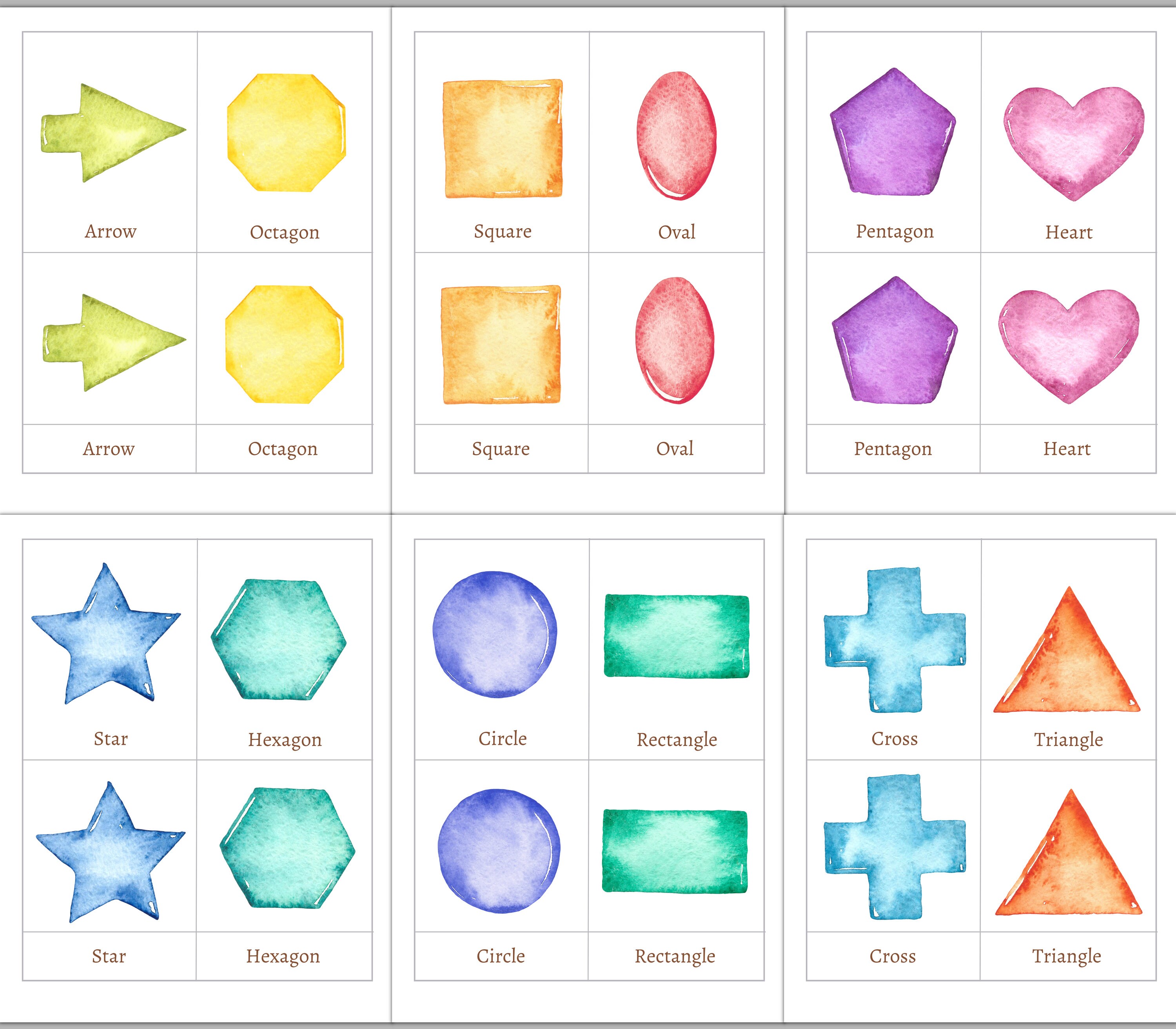SHAPES Mini Poster 3-part Cards, Homeschool, Montessori, Instant ...