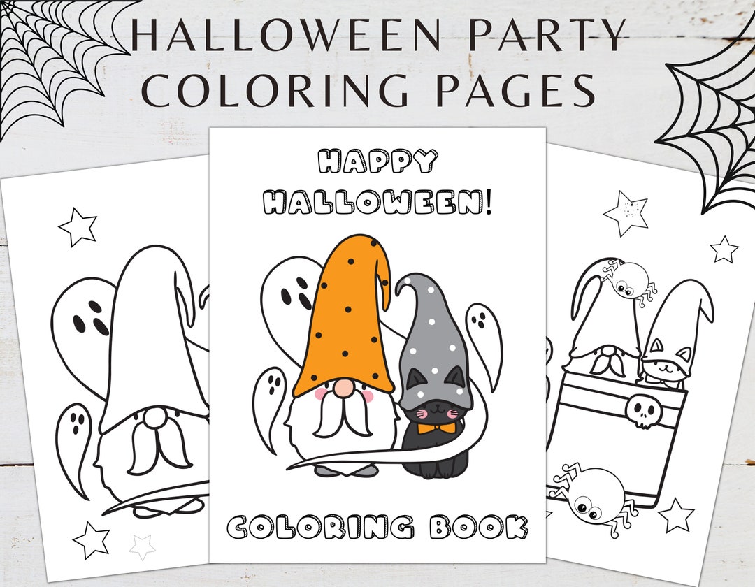 HALLOWEEN Gnome Coloring Pages, Kids Party Activity, Kids Table ...
