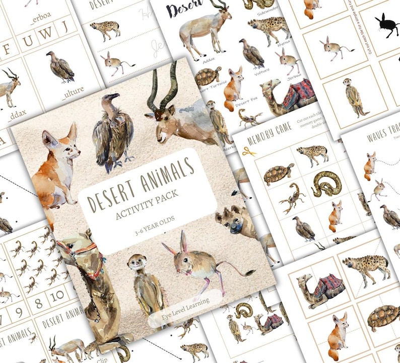 DESERT Animals Pre-k and K Activity Pack, Homeschool, Digital, INSTANT ...