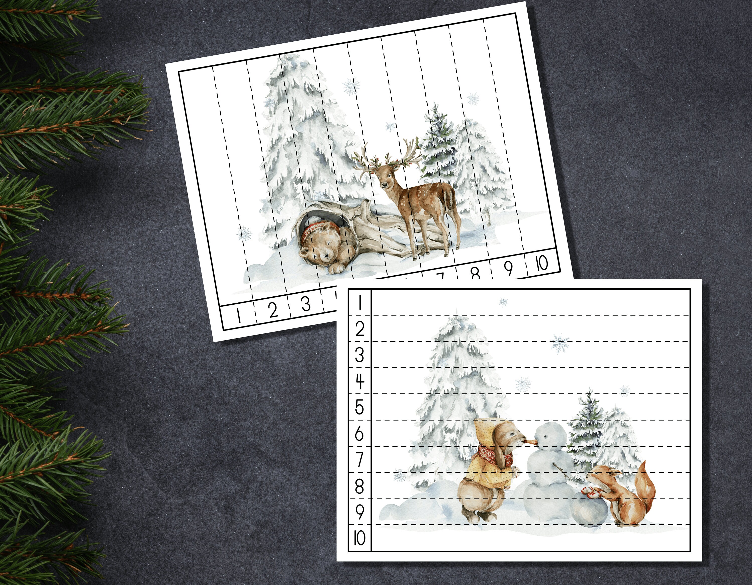 Winter Number Sequence Puzzles, Printable, Preschool Counting Activity ...