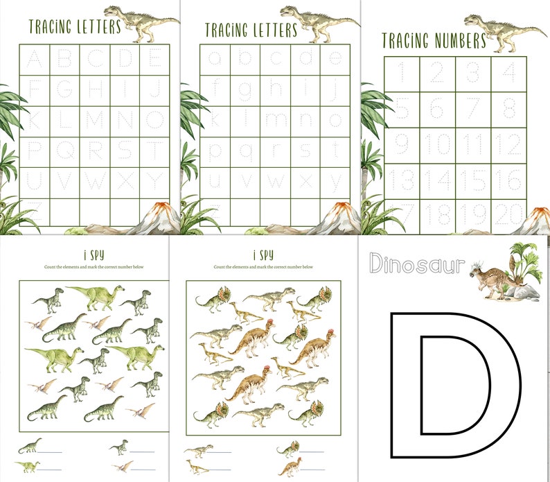 DINOSAUR Pre-k and K Activity Pack, Homeschool, Digital, Instant ...