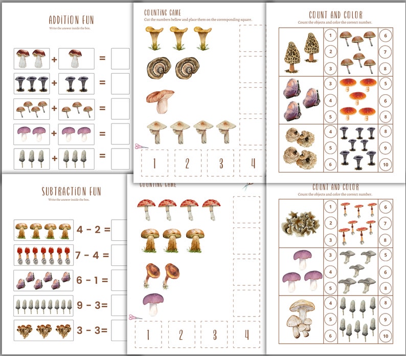 MUSHROOMS Pre-k and K Activity Pack, Homeschool, Digital, Instant ...