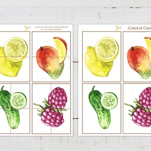 FRUIT and VEGETABLES Matching Card Game, Simple Puzzles, Toddler ...