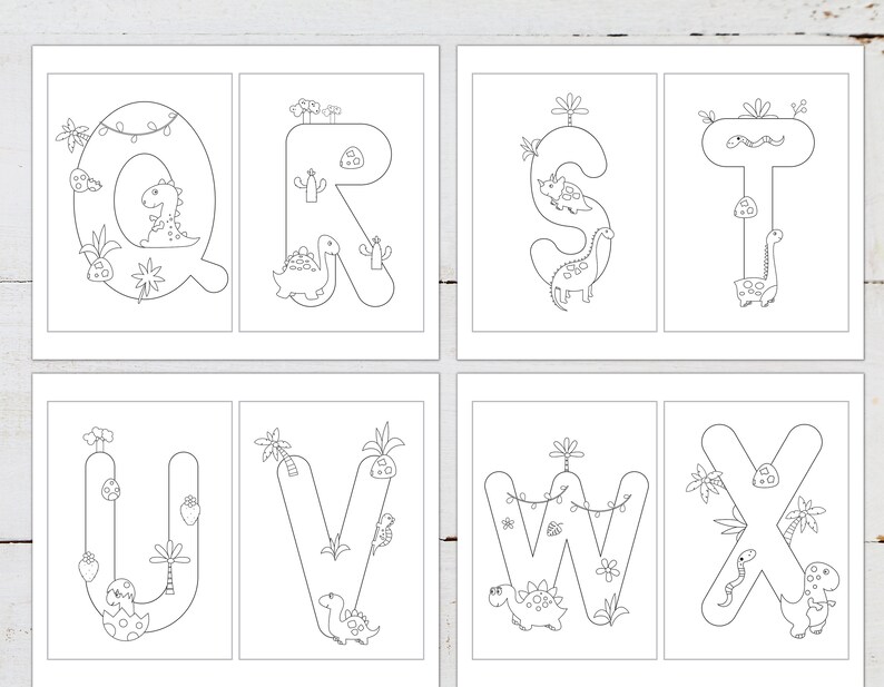 DINOSAUR ABC Coloring Cards, A to Z Coloring, Instant Download - Etsy
