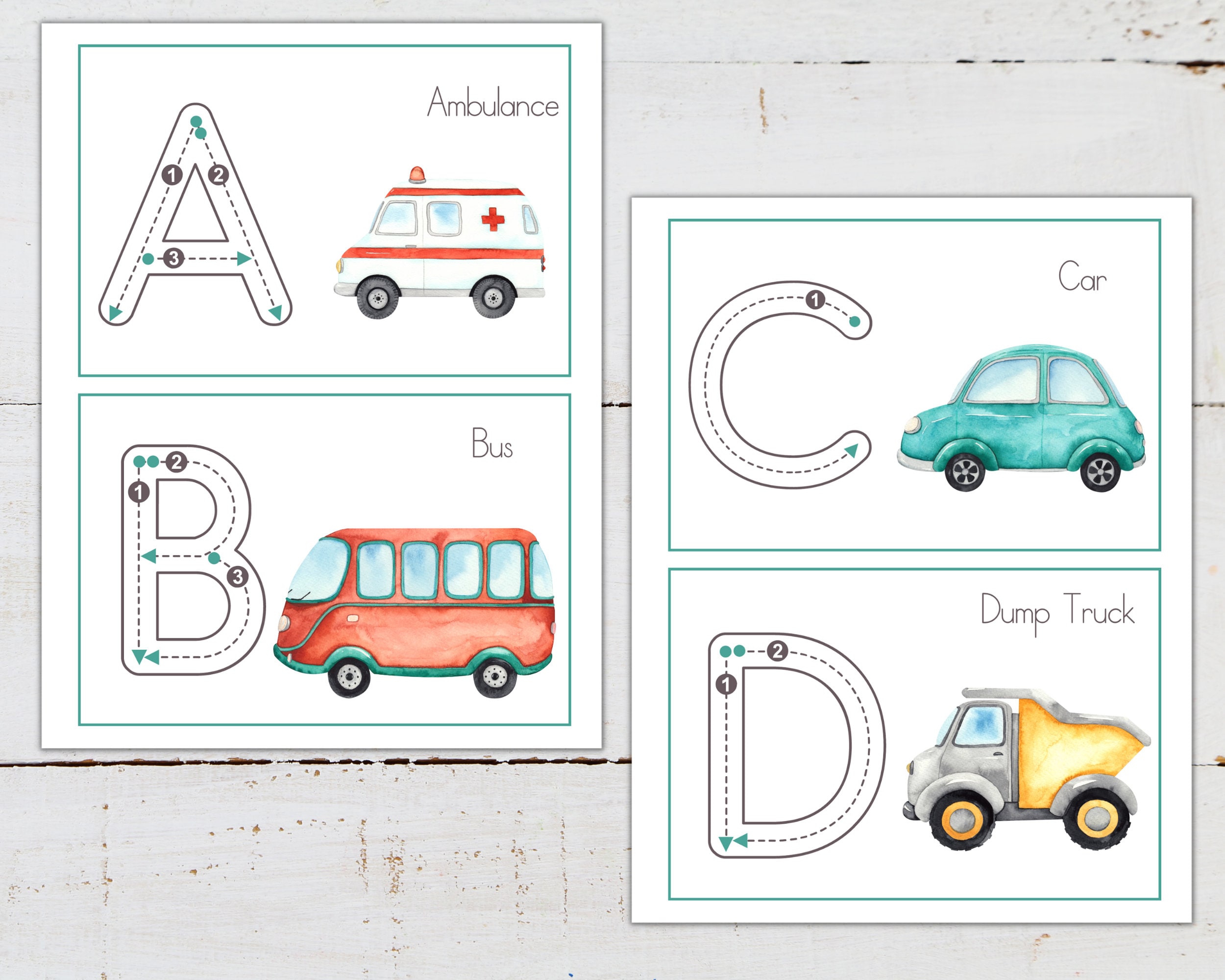 TRANSPORT ABC Tracing Cards, A to Z Tracing, Instant Download - Etsy