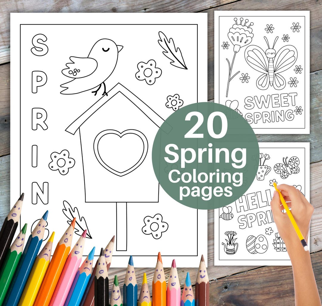 SPRING Coloring Pages, Preschool Activity, Digital Product, Instant ...