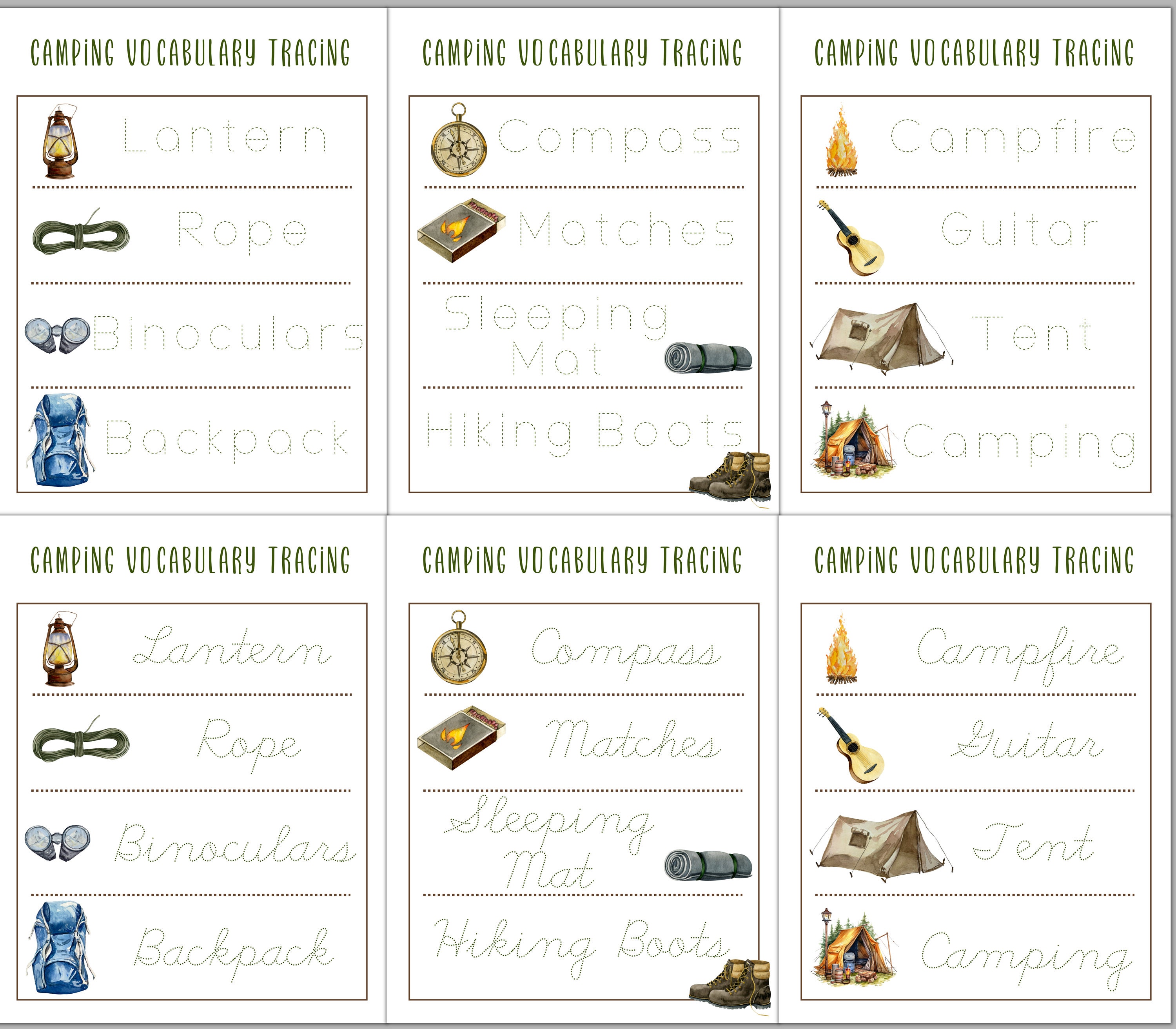 CAMPING Pre-k and K Activity Pack, Homeschool, Digital, Instant ...