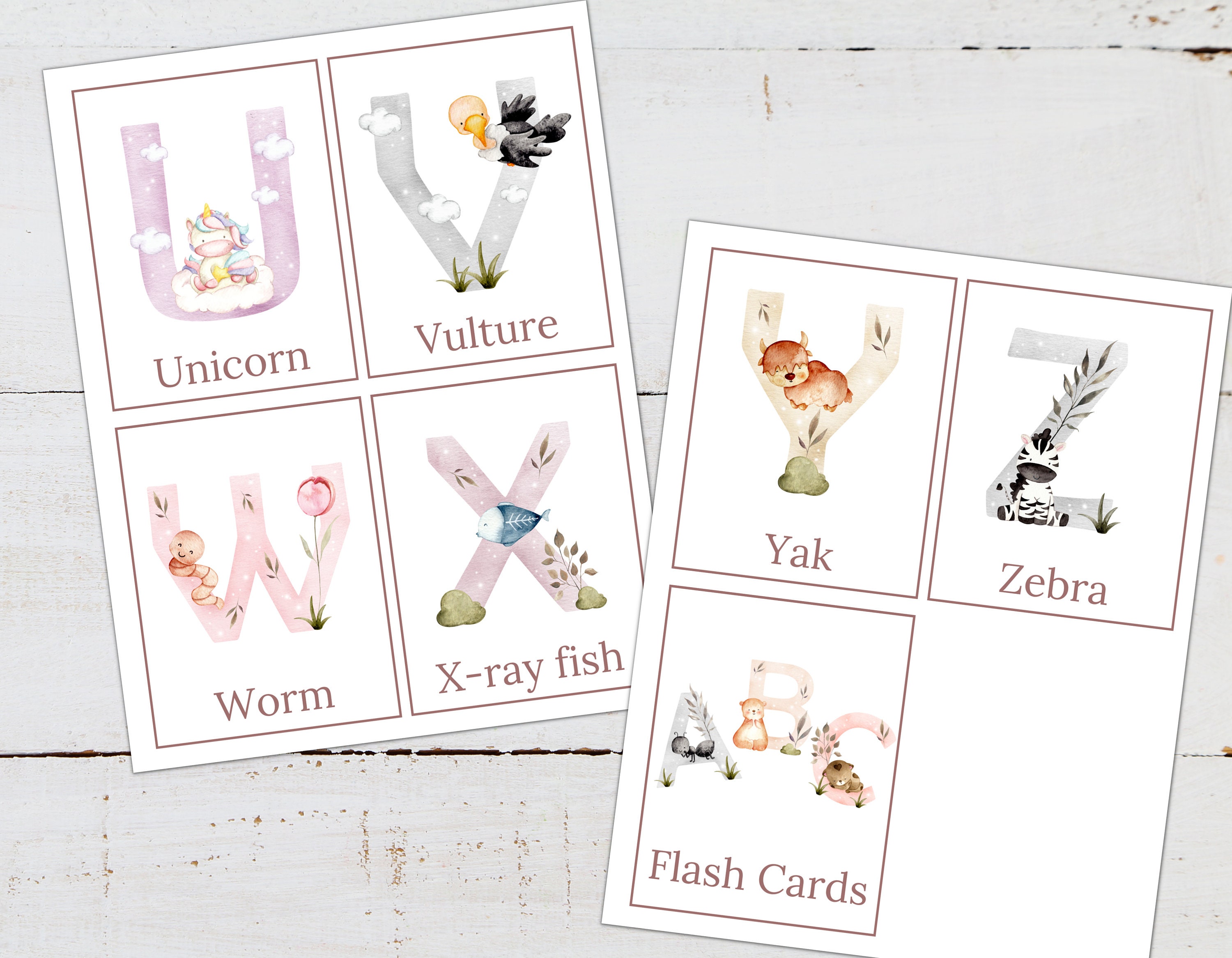 Animal ABC Flash Cards Animal Flash Cards Learning Cards Digital ...