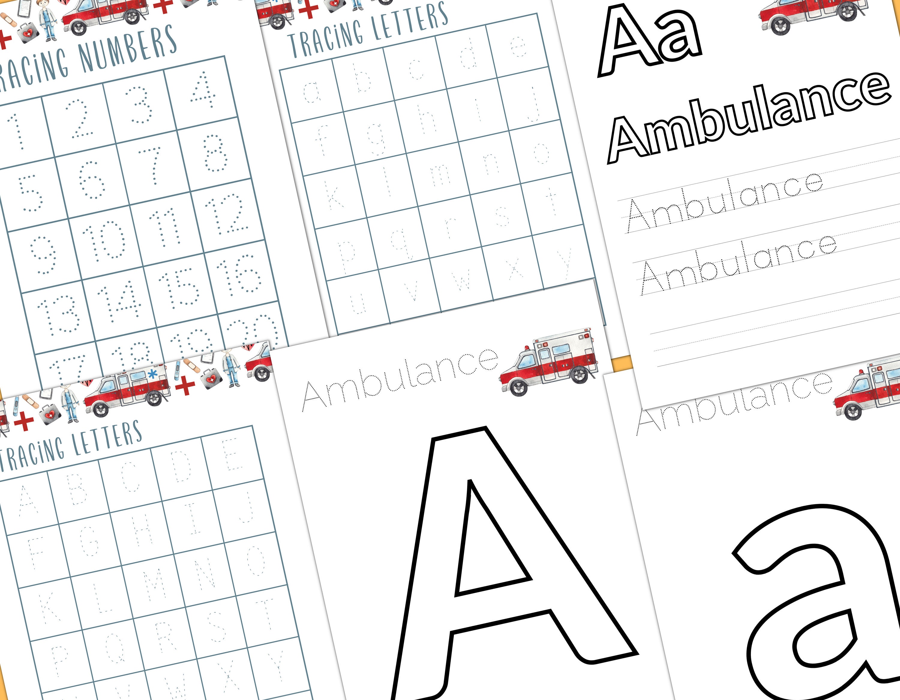 AMBULANCE Pre-k and K Activity Pack, Homeschool, Digital, Instant ...