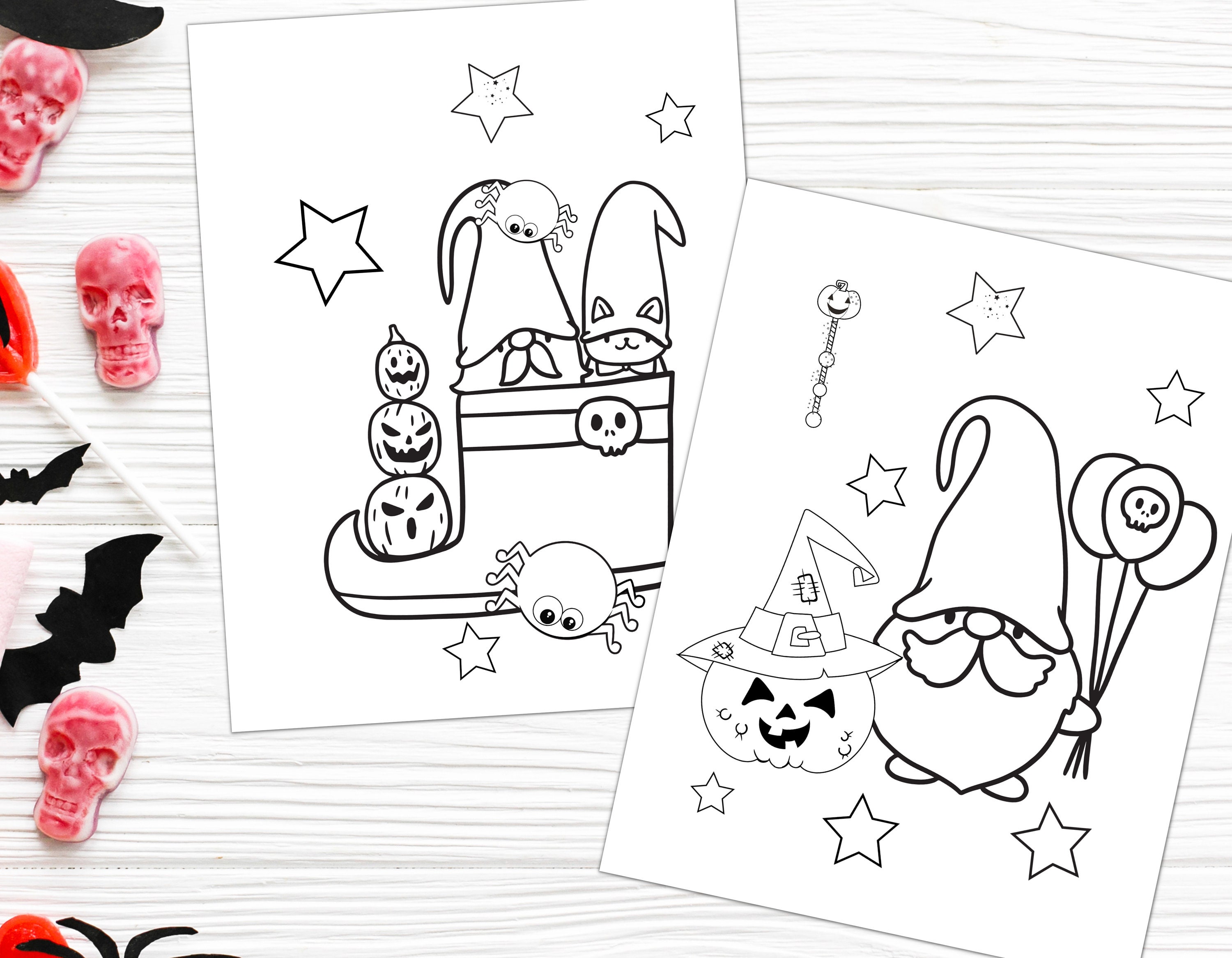HALLOWEEN Gnome Coloring Pages, Kids Party Activity, Kids Table ...