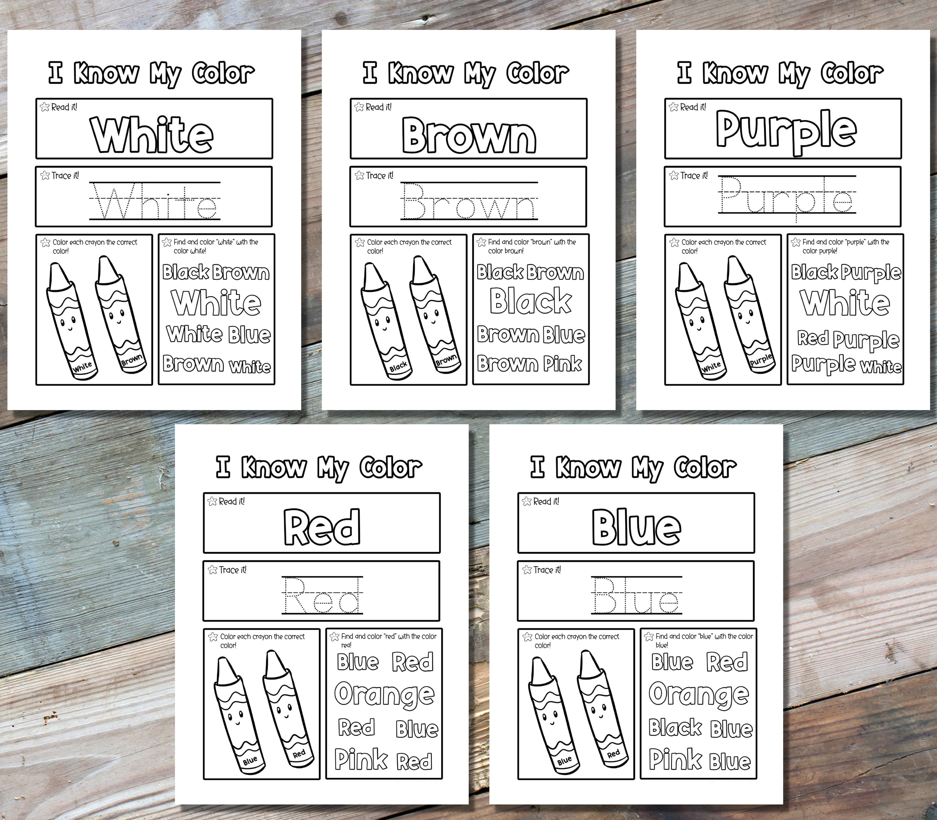 COLORS Learning Worksheets, 10 Pages, Preschool Activity, Digital ...