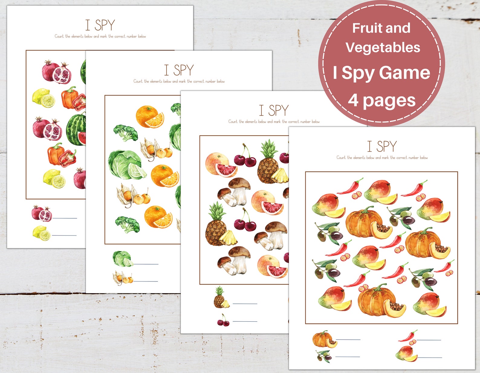 FRUIT and VEGETABLES I Spy, Printable Fruit and Vegetables Activity ...