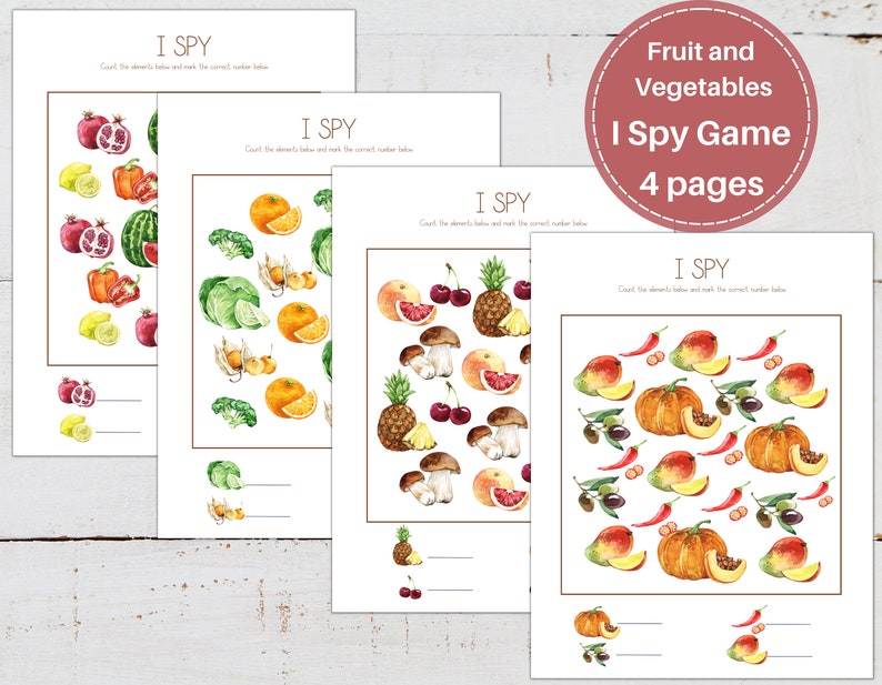 FRUIT and VEGETABLES I Spy, Printable Fruit and Vegetables Activity ...