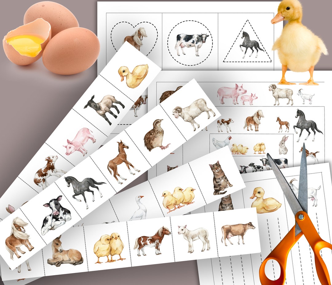FARM ANIMALS Cutting Strips, Scissor Practice, Preschool Printable ...