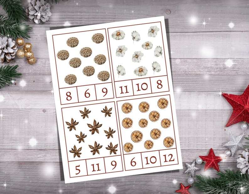 WINTER Count and Clip Cards, 1 to 12 Counting, Forest Theme, Christmas ...