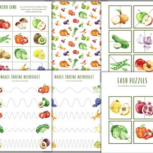 FRUIT & VEGGIES Pre-k and K Activity Pack, Homeschool, Digital, Instant ...