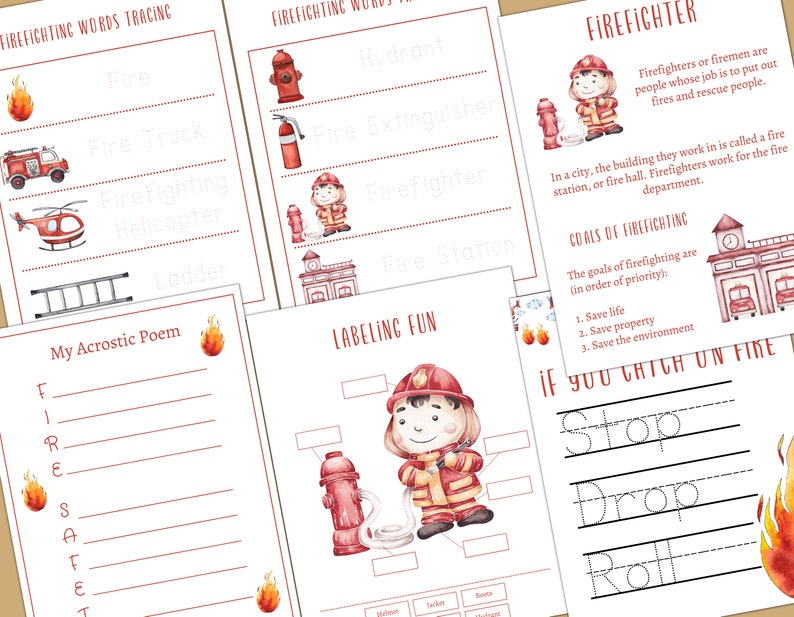 FIRE SAFETY Pre-k and K Activity Pack, Homeschool, Digital, Instant ...