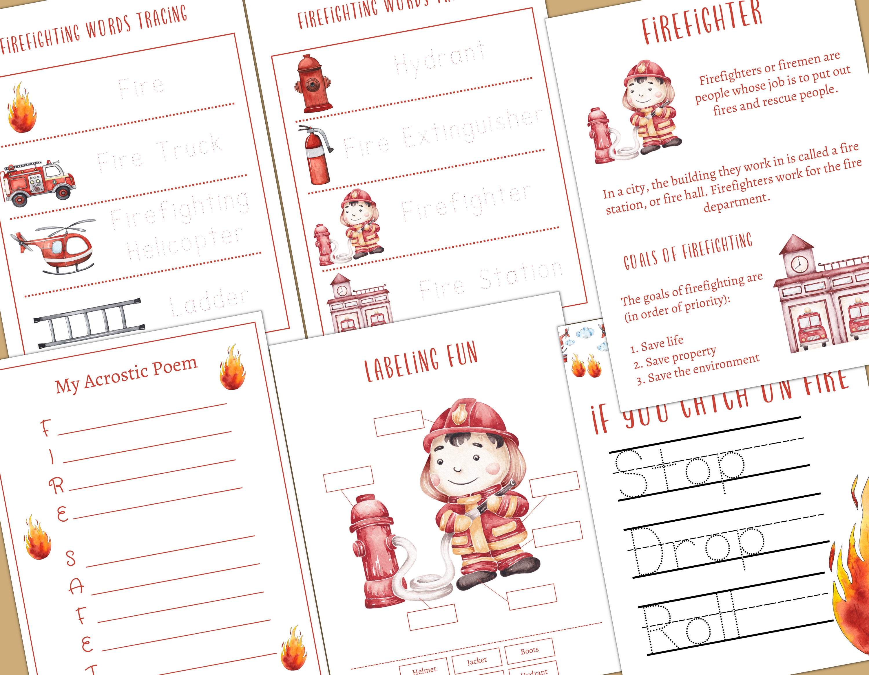 FIRE SAFETY Pre-k and K Activity Pack Homeschool Digital - Etsy Canada