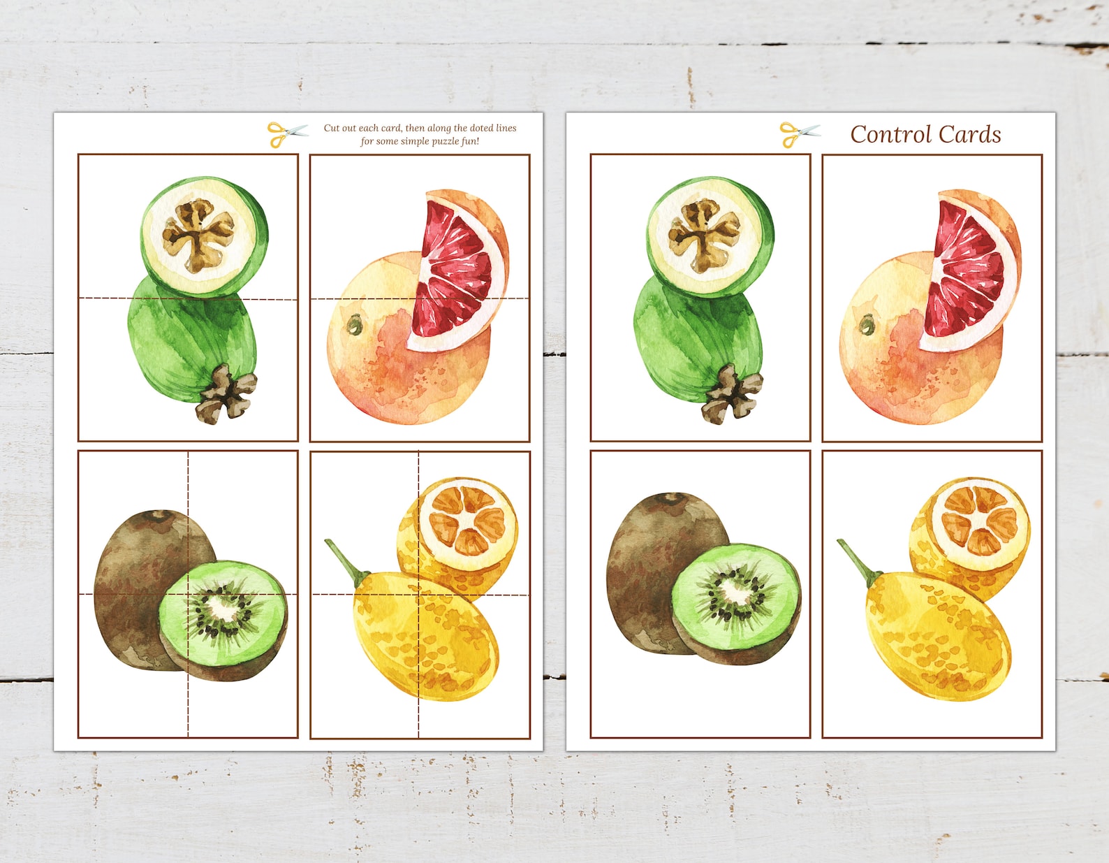 FRUIT and VEGETABLES Matching Card Game, Simple Puzzles, Toddler ...