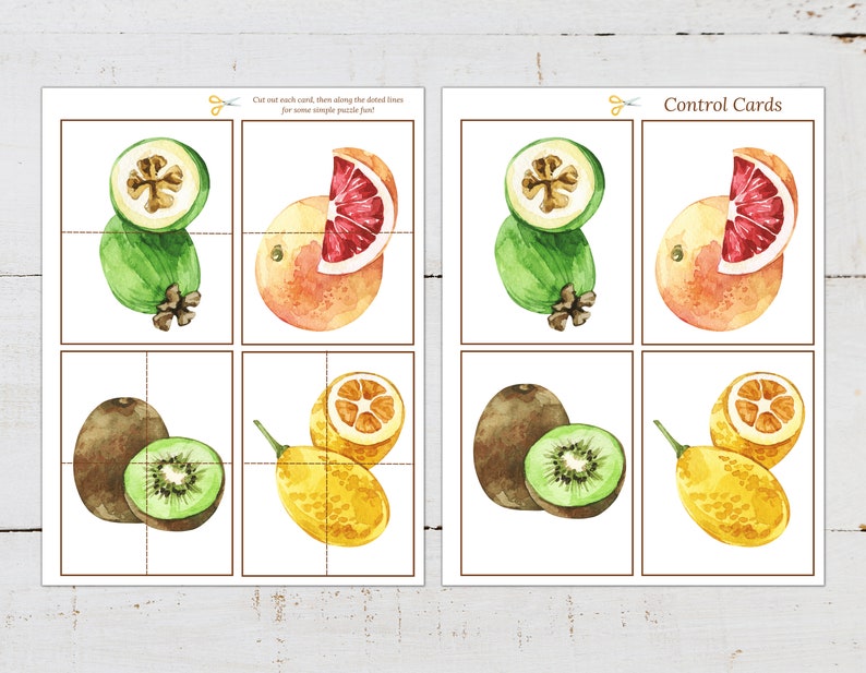FRUIT and VEGETABLES Matching Card Game, Simple Puzzles, Toddler ...