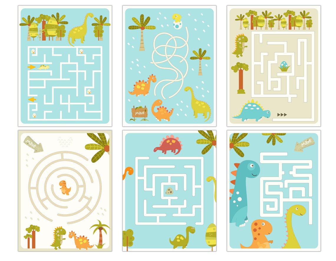 Dinosaurs Themed Maze Activity Pages for Kids Home School - Etsy