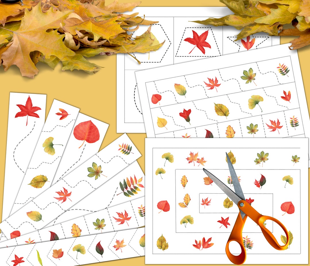 AUTUMN/FALL Leaves Cutting Strips, Scissor Practice, Preschool ...