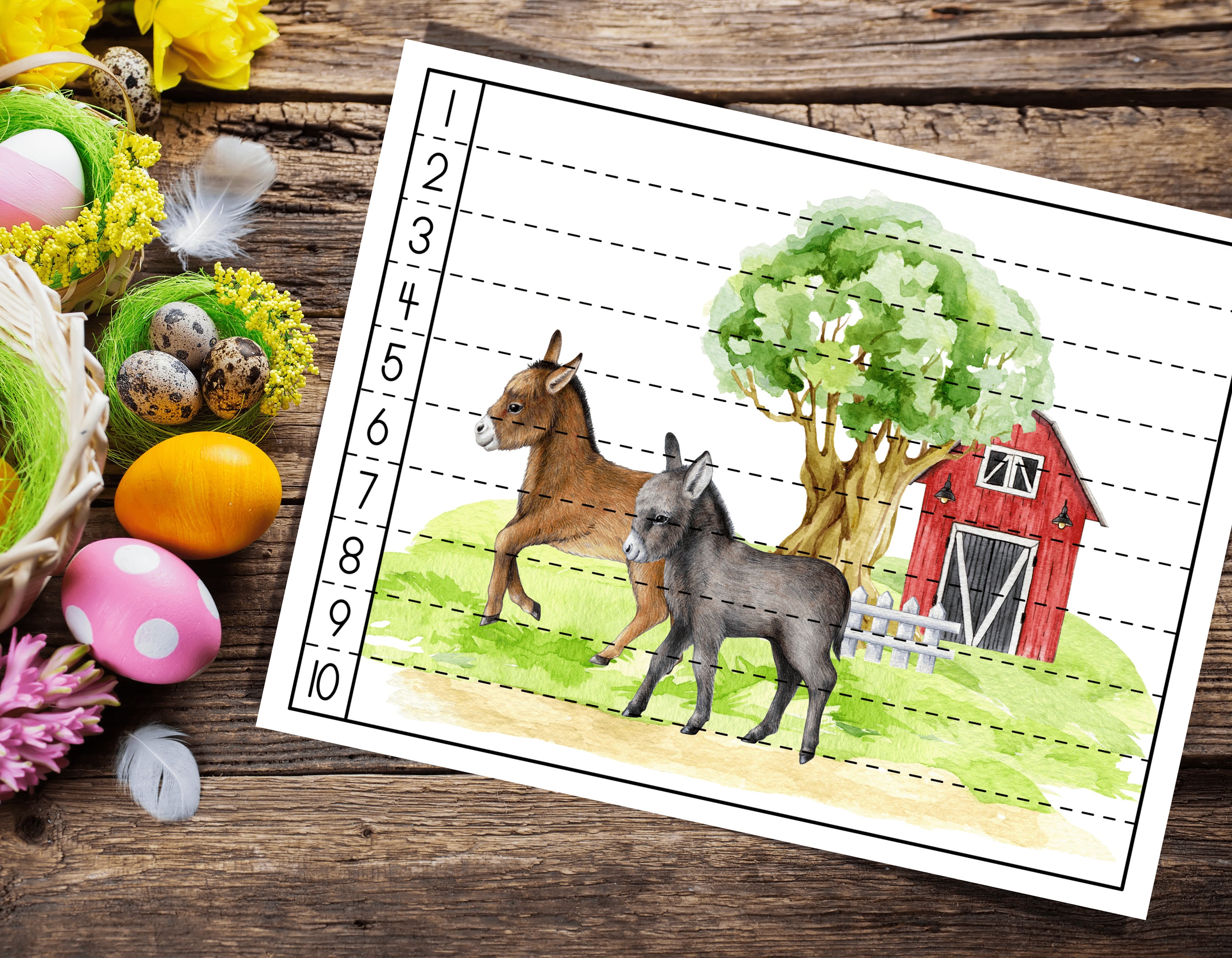 SPRING Farm Animals Number Sequence Puzzles, Printable, Preschool ...