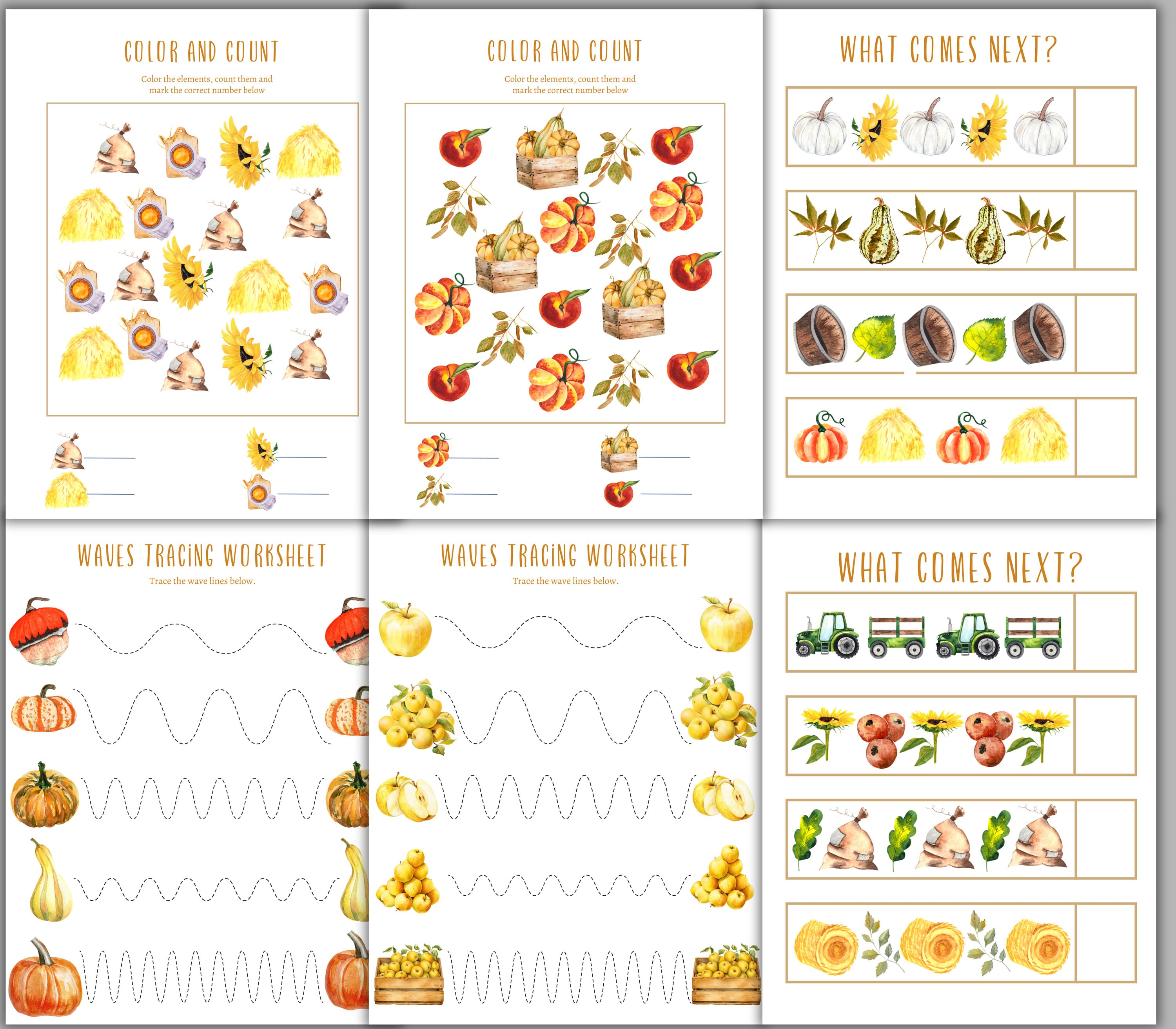 AUTUMN HARVEST Pre-k and K Activity Pack, Homeschool, Digital, Instant ...