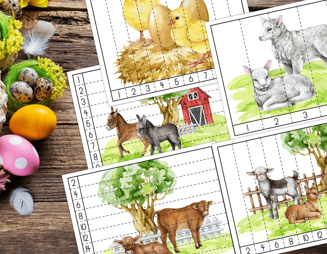 SPRING Farm Animals Number Sequence Puzzles, Printable, Preschool ...