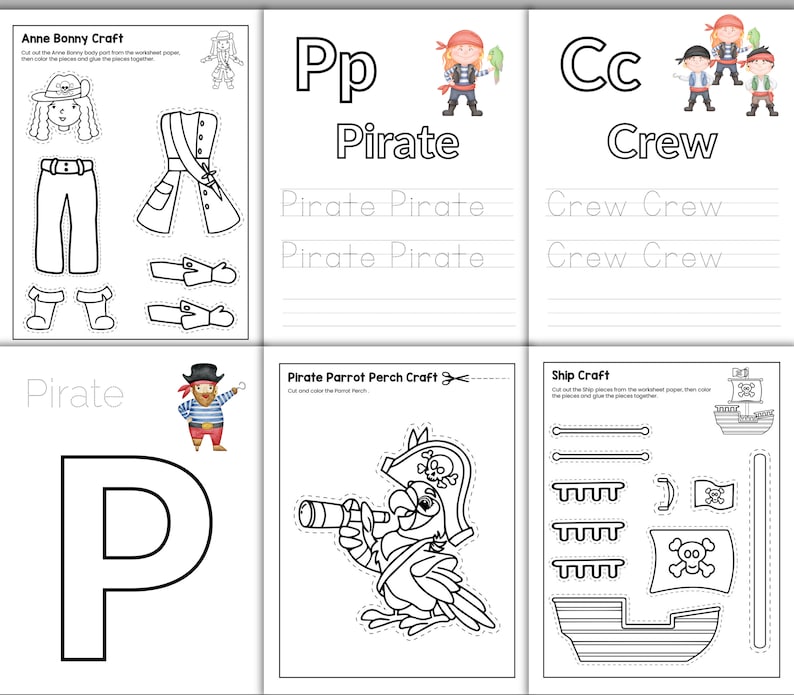PIRATE Pre-k and K Activity Pack, Homeschool, Digital, Instant DOWNLOAD ...