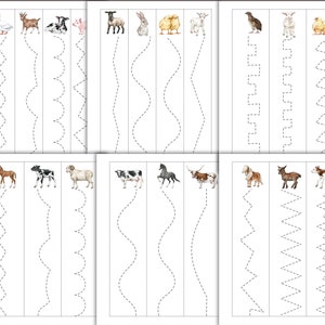 FARM ANIMALS Cutting Strips, Scissor Practice, Preschool Printable ...