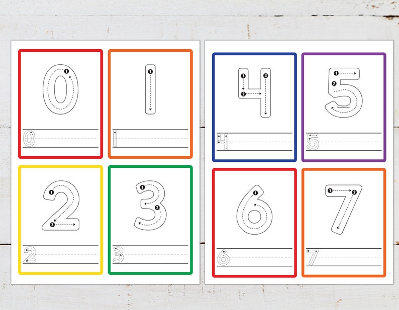 NUMBER Tracing Cards, 1 to 20, INSTANT DOWNLOAD - Etsy