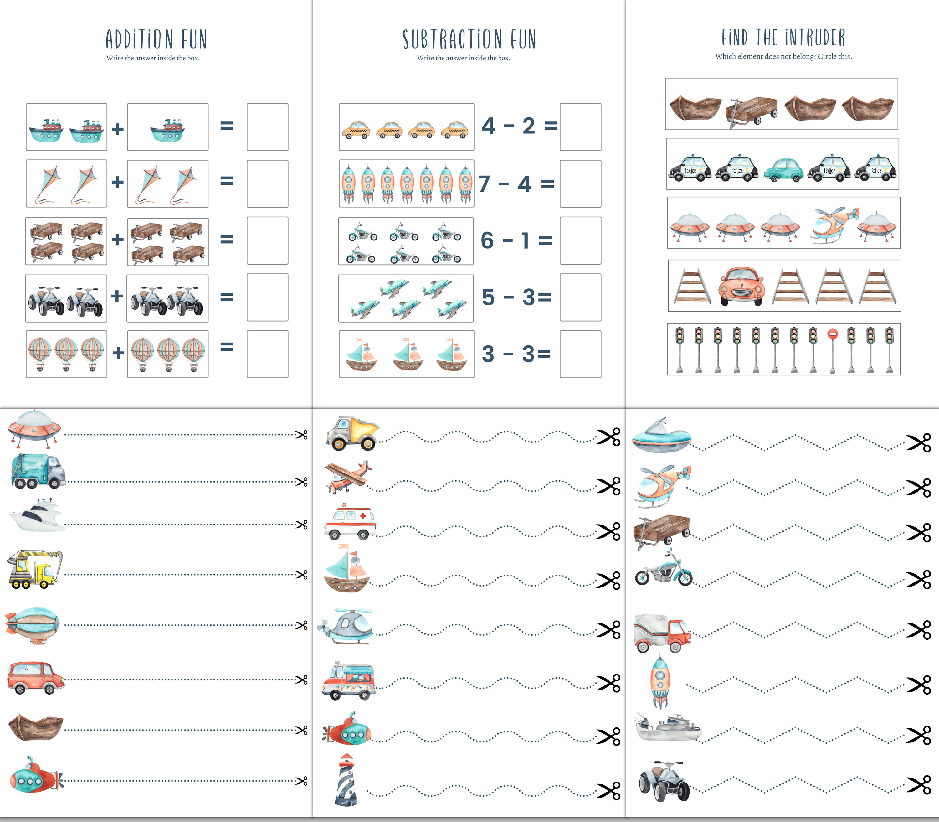 TRANSPORT Pre-k and K Activity Pack, Homeschool, Digital, Instant ...