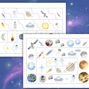 SPACE Cutting Strips, Scissor Practice, Preschool Printable, Homeschool ...