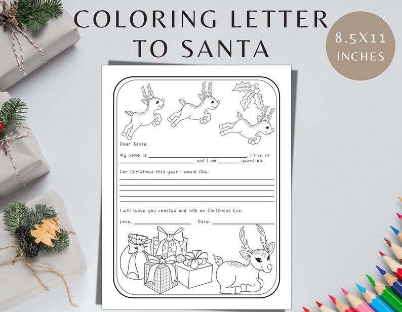 Coloring Letter to Santa, Dear Santa, Printable Letter to Santa ...