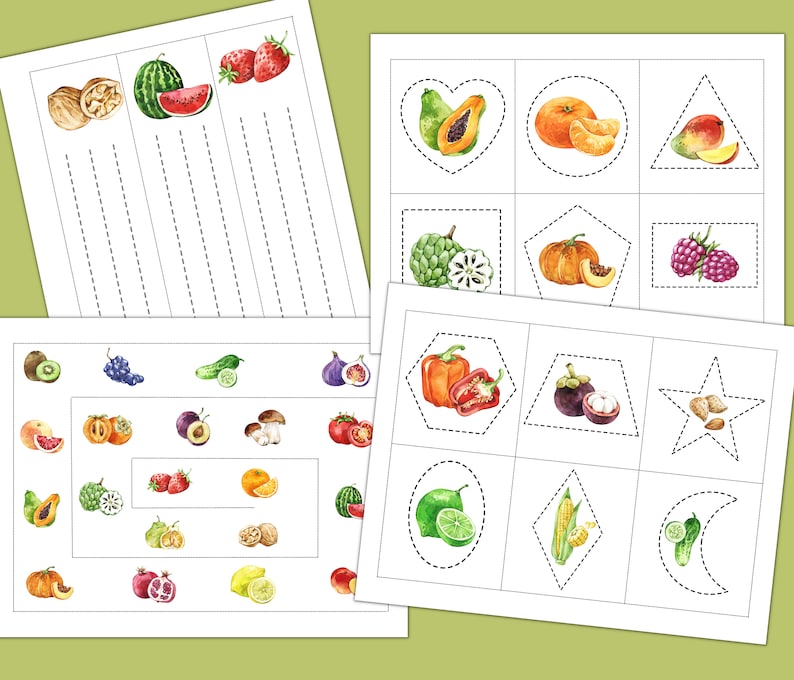 FRUIT/VEGETABLES Cutting Strips, Scissor Practice, Preschool Printable ...