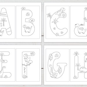 DINOSAUR ABC Coloring Cards, A to Z Coloring, Instant Download - Etsy