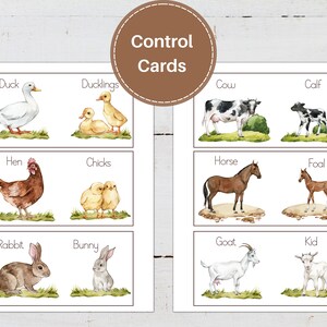 Mother and Baby Farm Animal Matching Cards and Flash Cards. Montessori ...