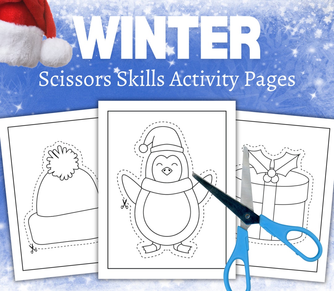 WINTER Scissors Skills Activity Pages, Preschool Printable, Homeschool ...