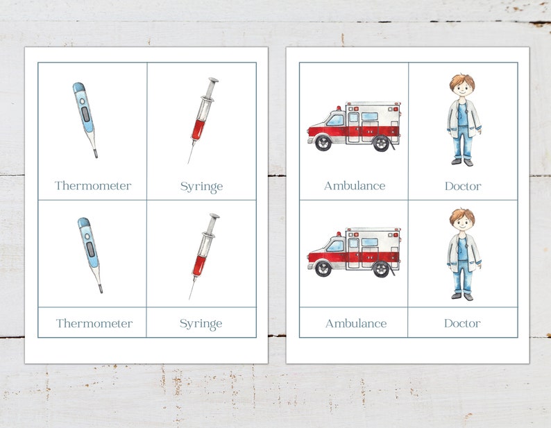 AMBULANCE Vocabulary Mini Poster 3-part Cards, Homeschool, Montessori ...