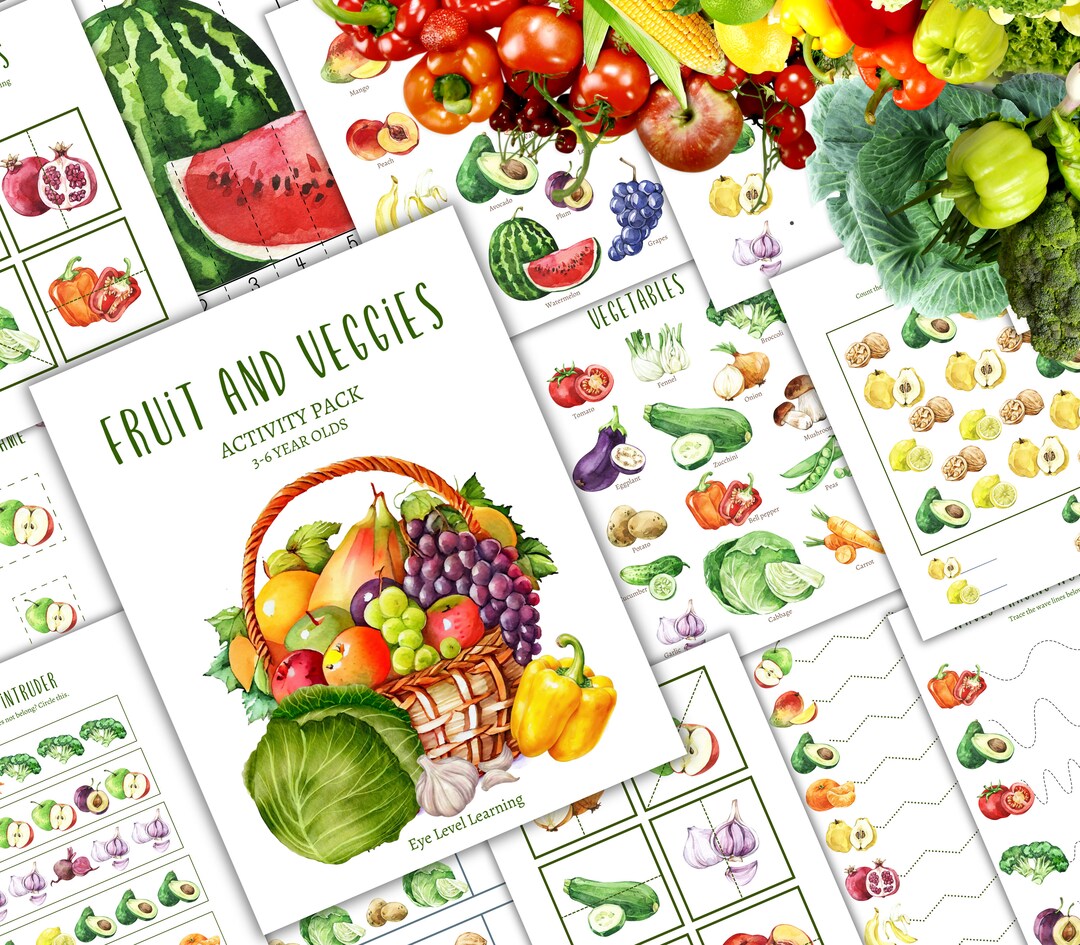 FRUIT & VEGGIES Pre-k and K Activity Pack, Homeschool, Digital, Instant ...