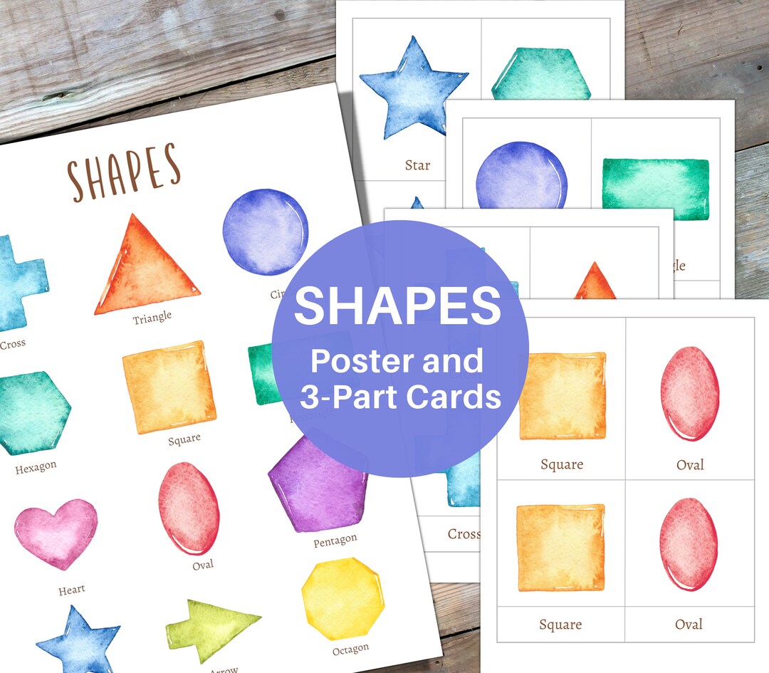 SHAPES Mini Poster + 3-part Cards, Homeschool, Montessori, Instant ...