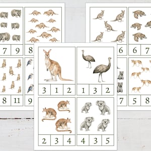 AUSTRALIAN Animals Count and Clip Cards, 1 to 12 Counting, Spring ...