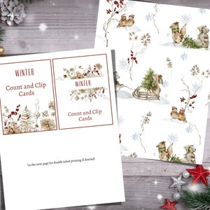 WINTER Count and Clip Cards, 1 to 12 Counting, Forest Theme, Christmas ...