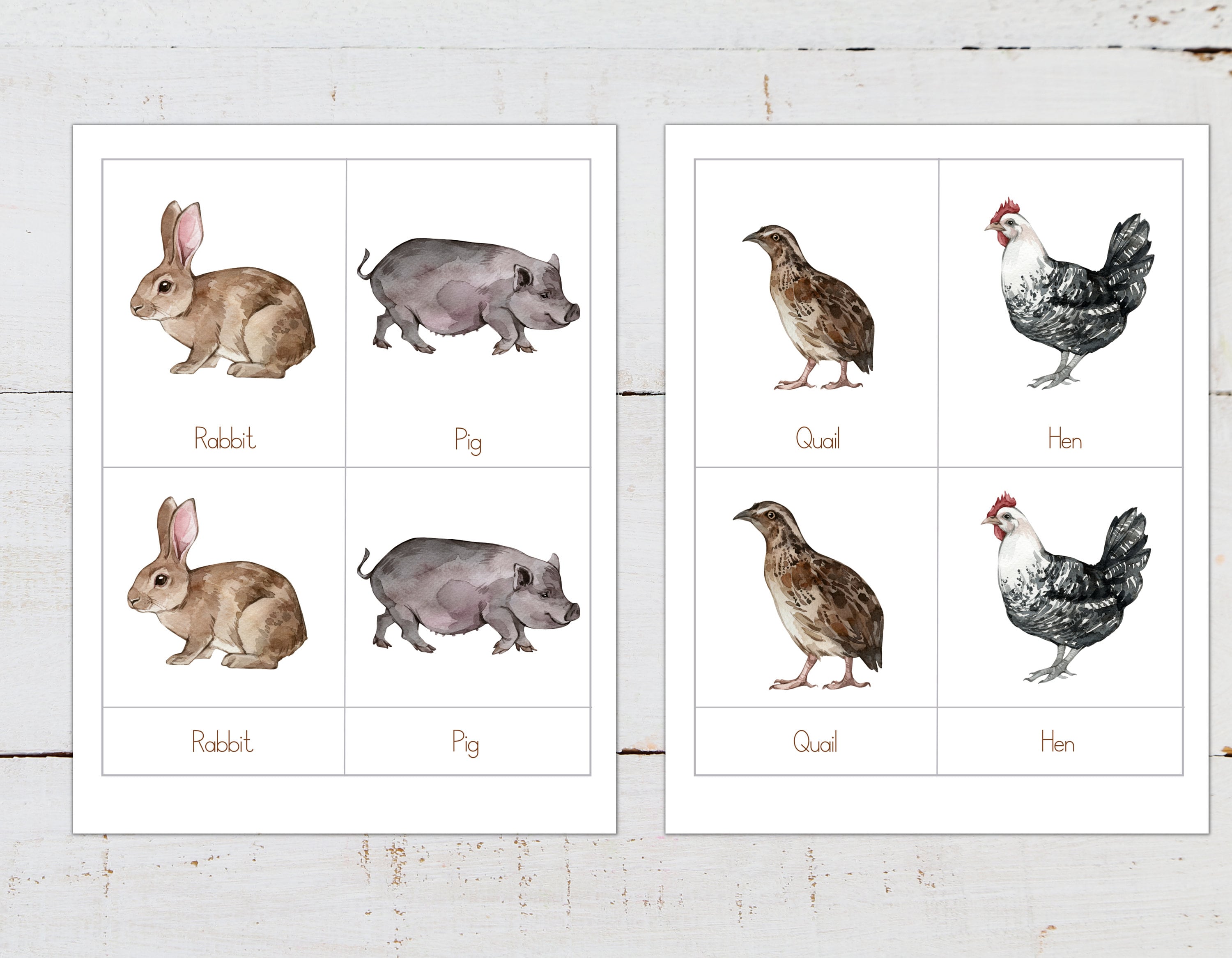 FARM ANIMALS Mini Poster + 3-part Cards, Printable, Homeschool ...