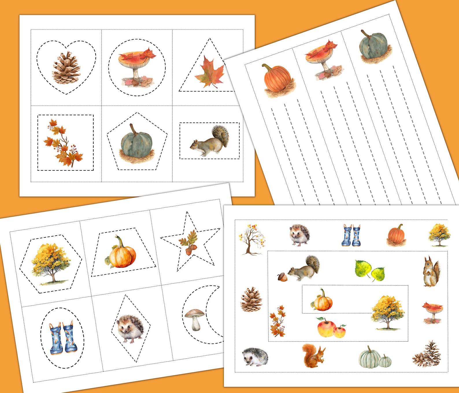 AUTUMN/FALL Cutting Strips, Scissor Practice, Preschool Printable ...
