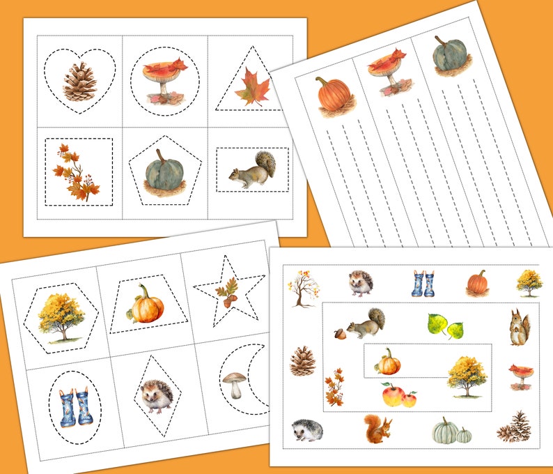 AUTUMN/FALL Cutting Strips, Scissor Practice, Preschool Printable ...
