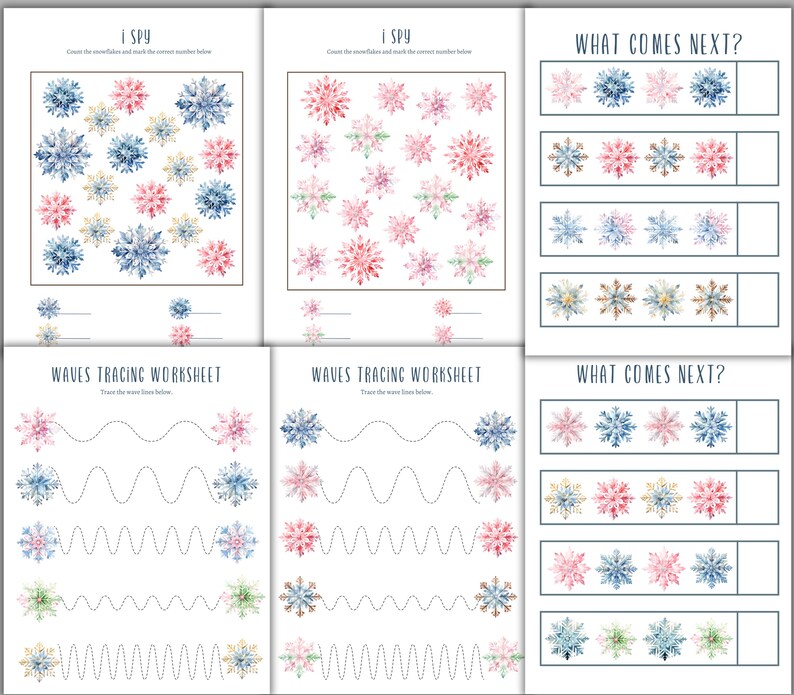 SNOWFLAKES Pre-k and K Activity Pack, Homeschool, Digital, Instant ...
