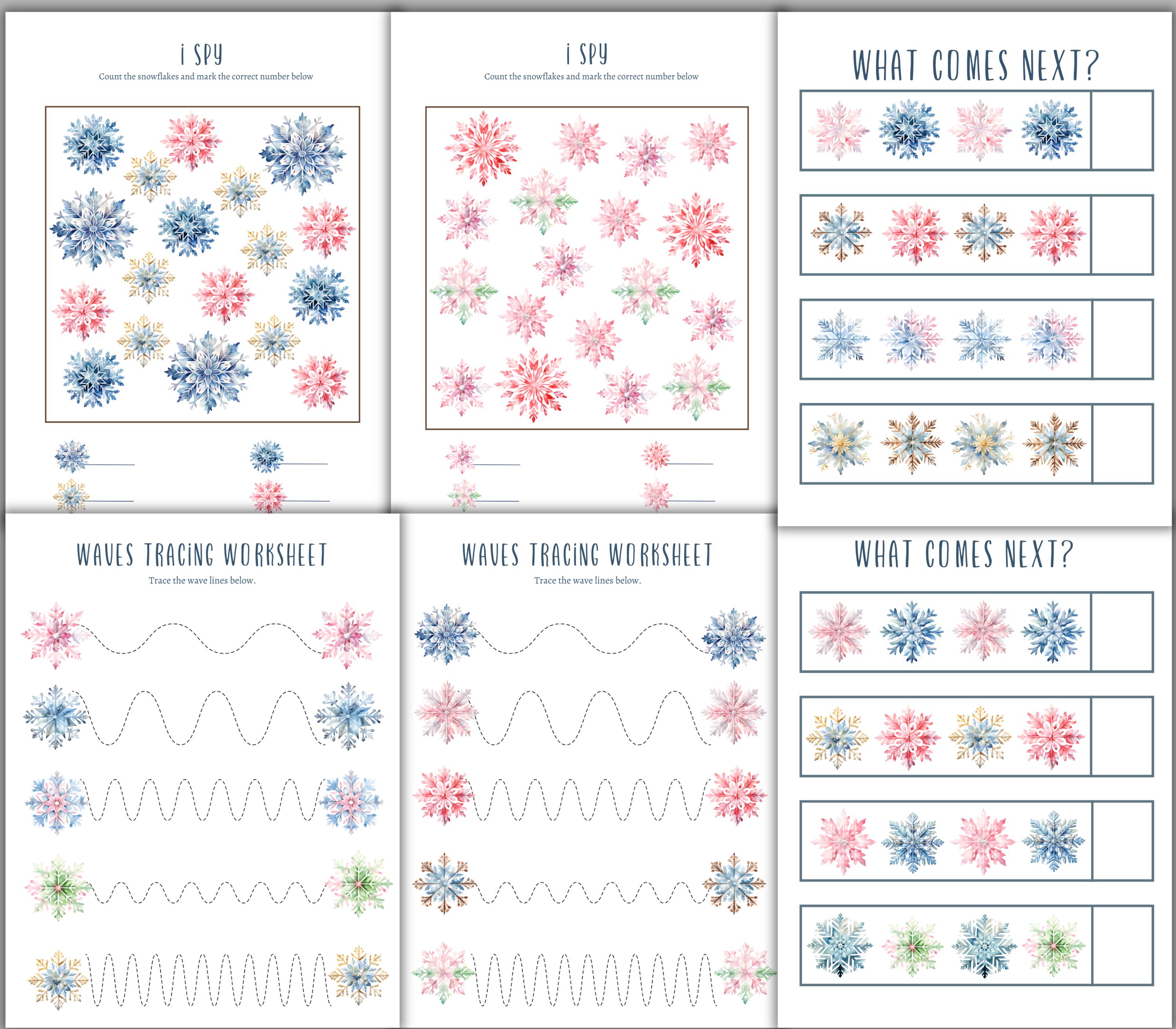 SNOWFLAKES Pre-k and K Activity Pack, Homeschool, Digital, Instant ...
